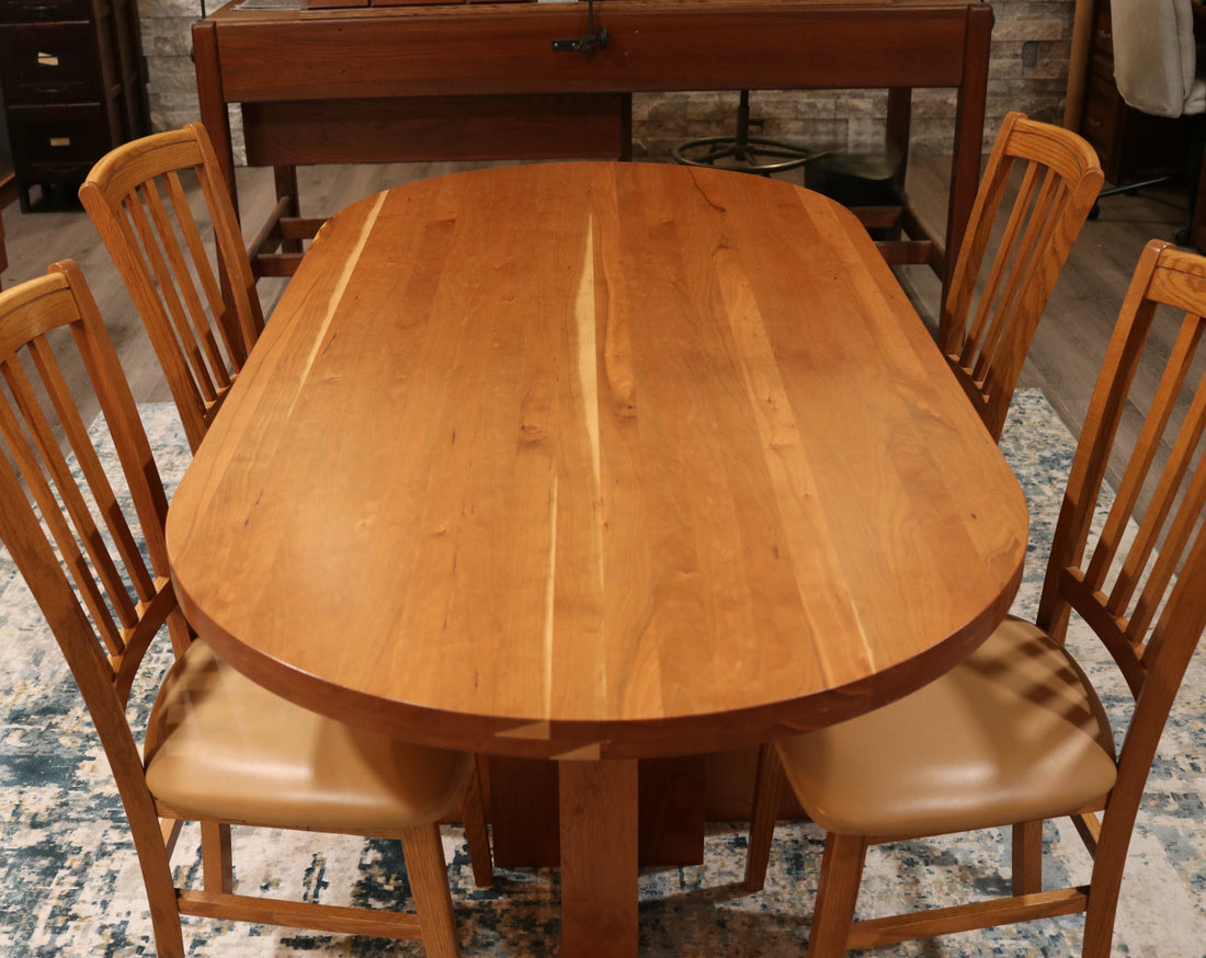 Oval Luxury Solid Cherry Wood Top Table – Handcrafted Executive Office
